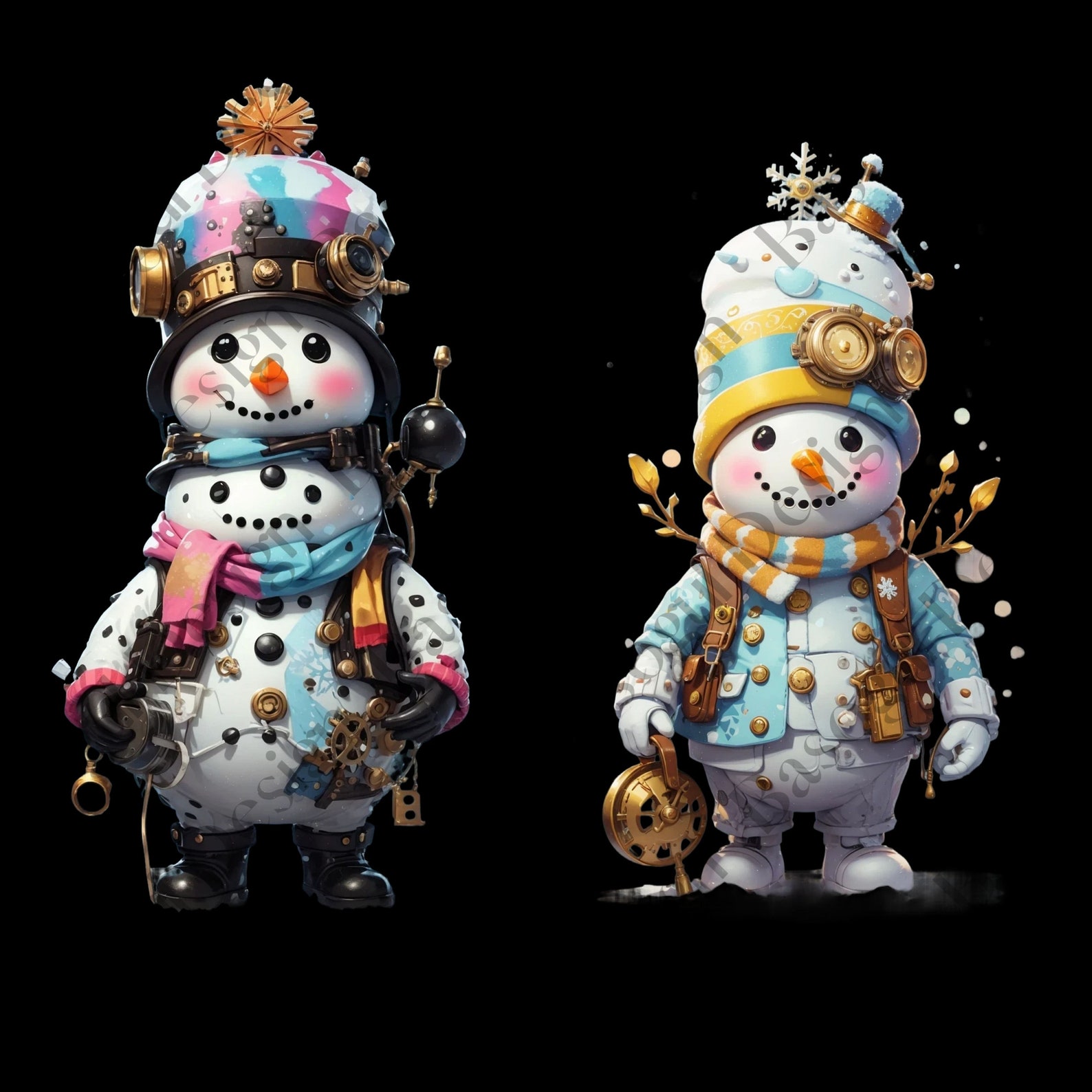 Steampunk Christmas Snowman Clipart Png 3d Chibi Snowman Clipart Cute ...