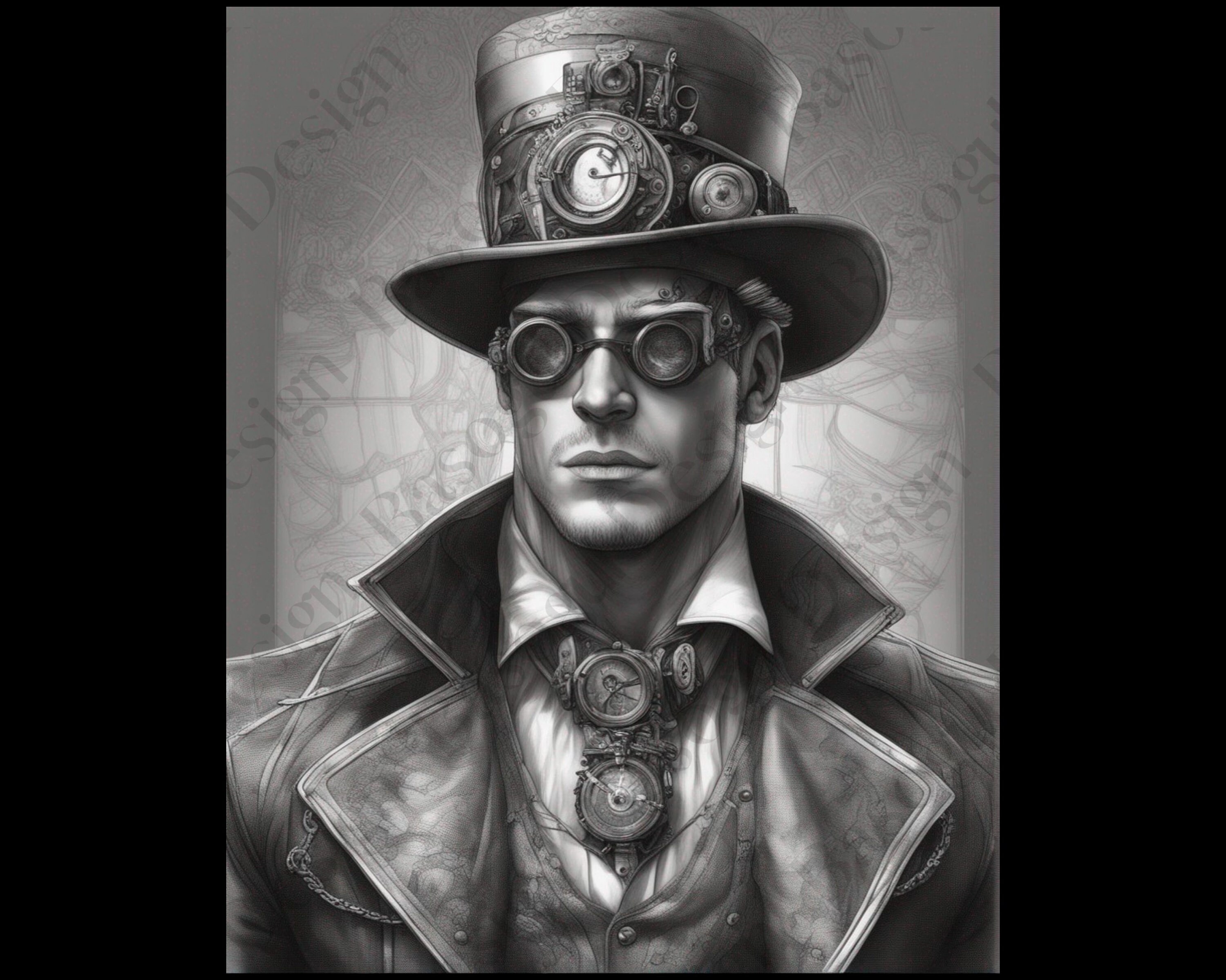 Steampunk Man Clipart: fashion STEAMPUNK Clipart Man Watercolor Clipart ...