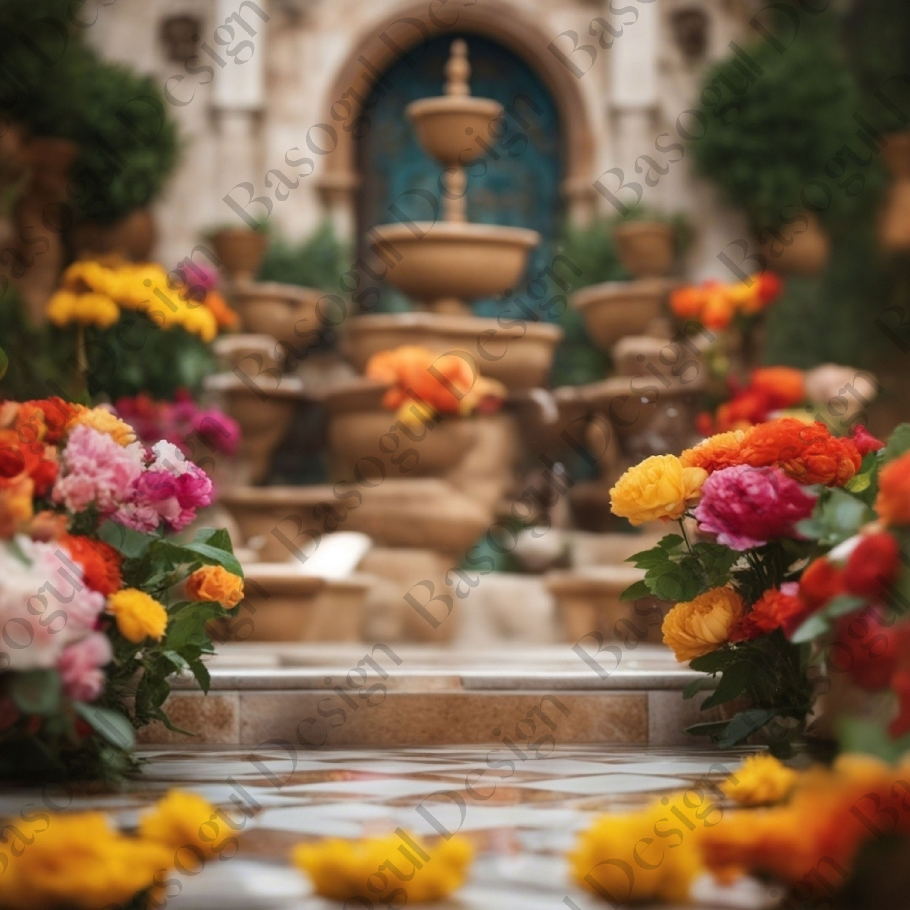 Fountain Baby Digital Backdrop Photography Background Ancient - Etsy