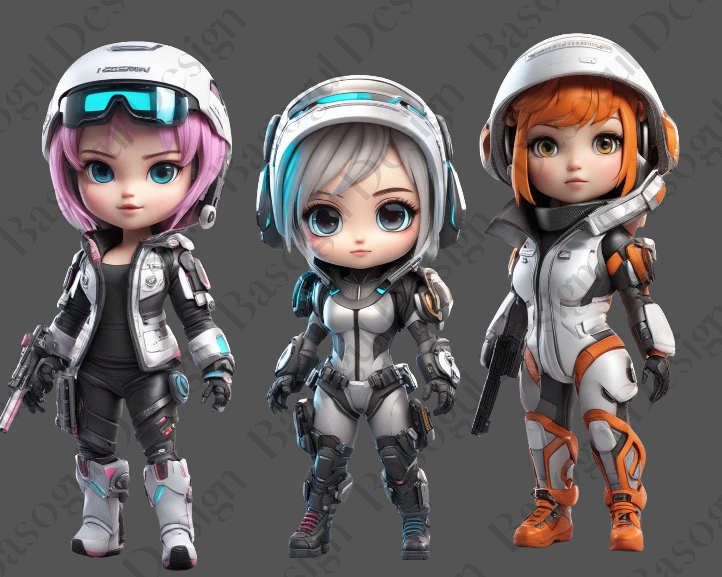 Chibi Cyberpunk Soldier Girl Clipart Png: chibi GIRL Clipart 3d Little ...