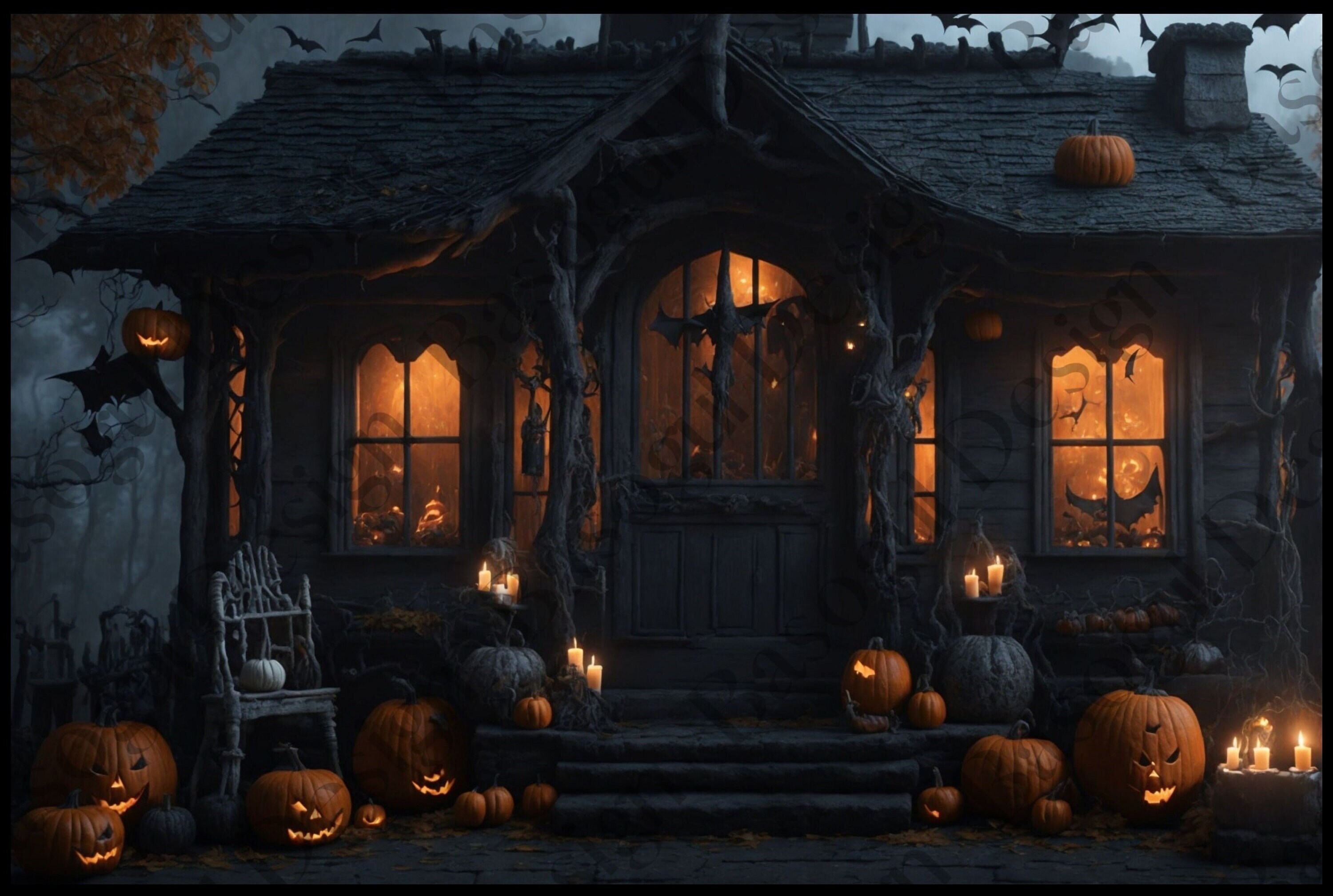 Halloween Backdrop Witch Cottage: "halloween DIGITAL Backdrop" Witch ...