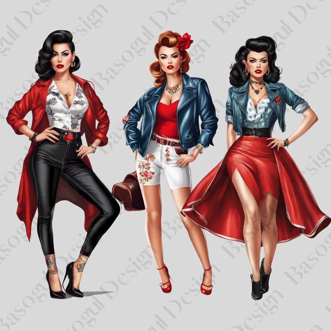Retro Charm: Rockabilly Woman Clipart Png Vintage Pin-up Girl Clipart ...