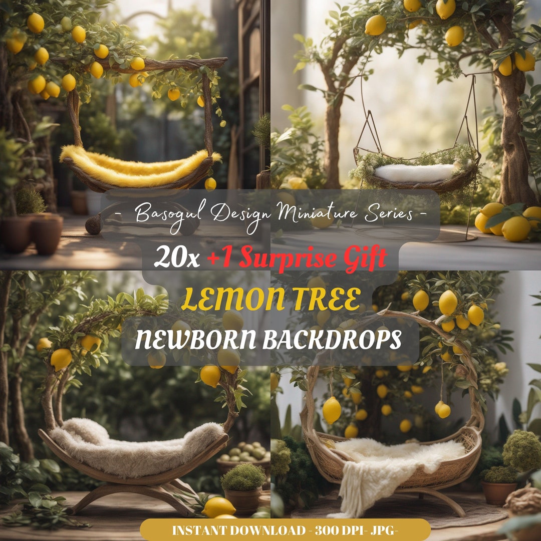 Lemon Newborn Digital Backdrop, Baby, Girl, Boy Prop, Newborn Photo ...
