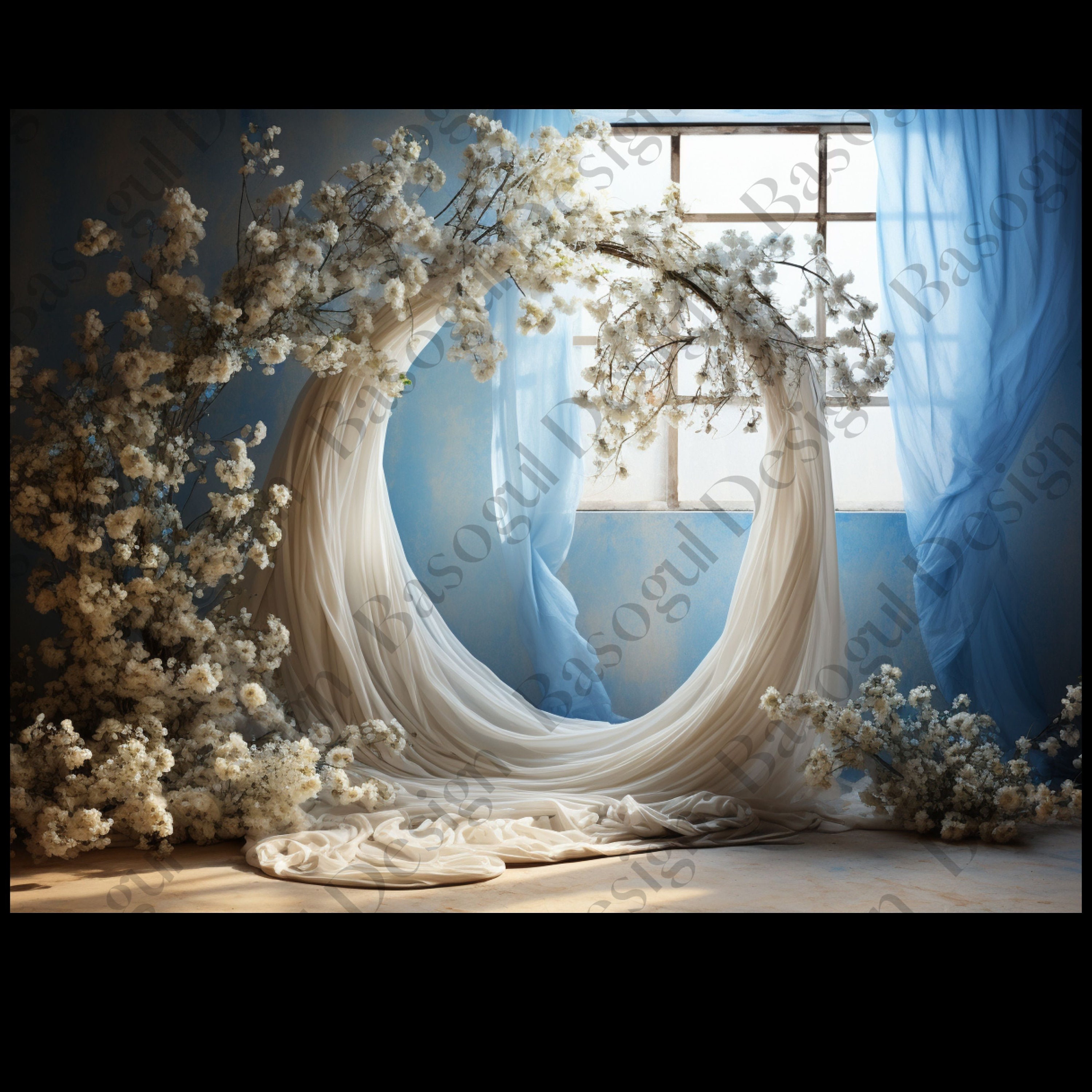 Blue White Maternity Digital Backdrop Photography Background Wedding ...