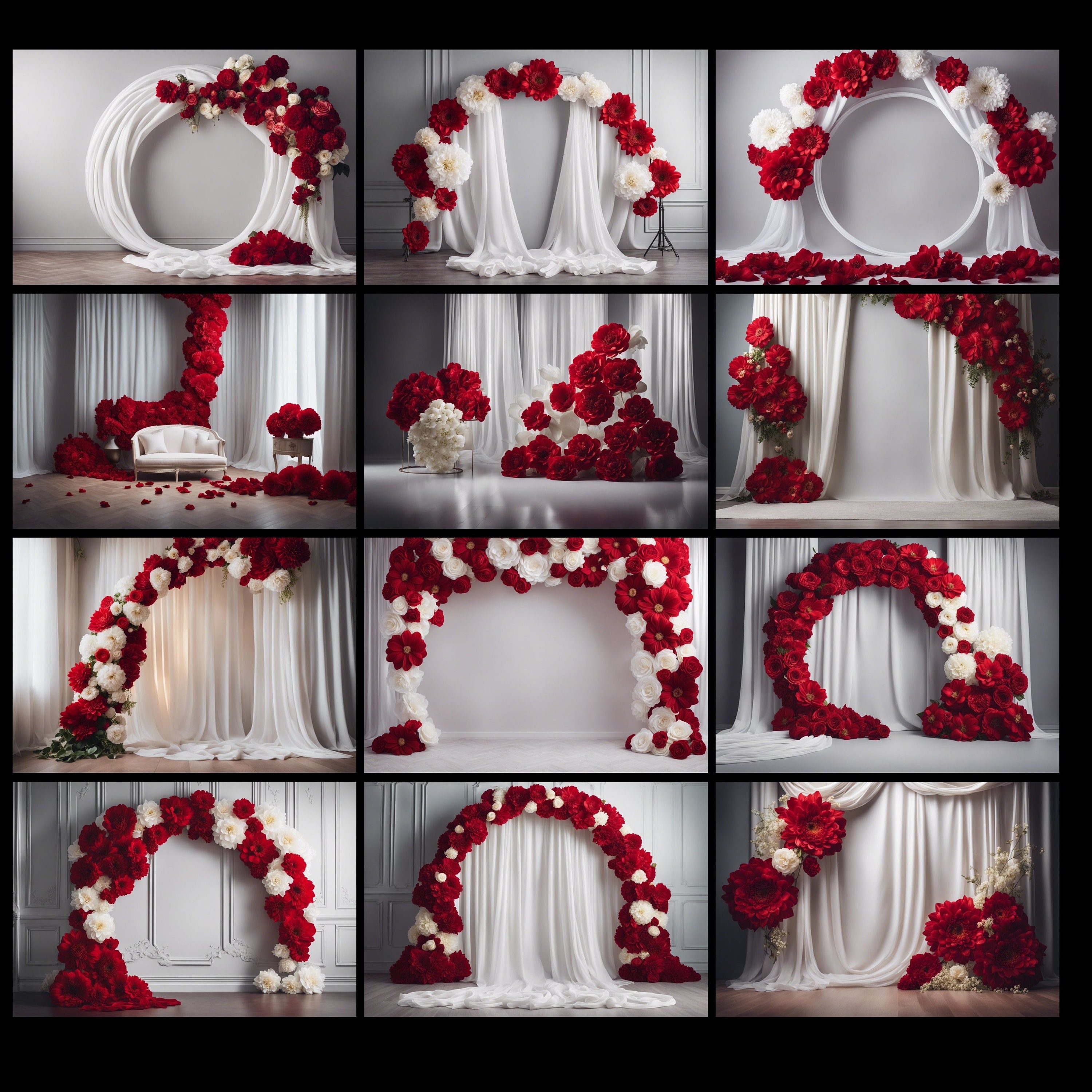 Red White Maternity Digital Backdrop Photography Background Wedding ...