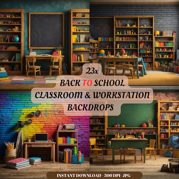 School Digital Background - Etsy