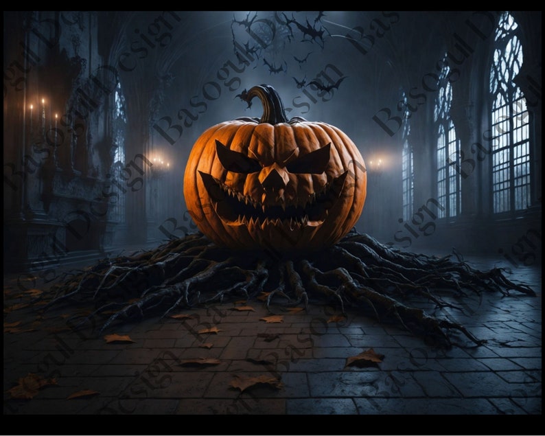 Halloween Backdrop Pumpkin Monster: halloween DIGITAL - Etsy