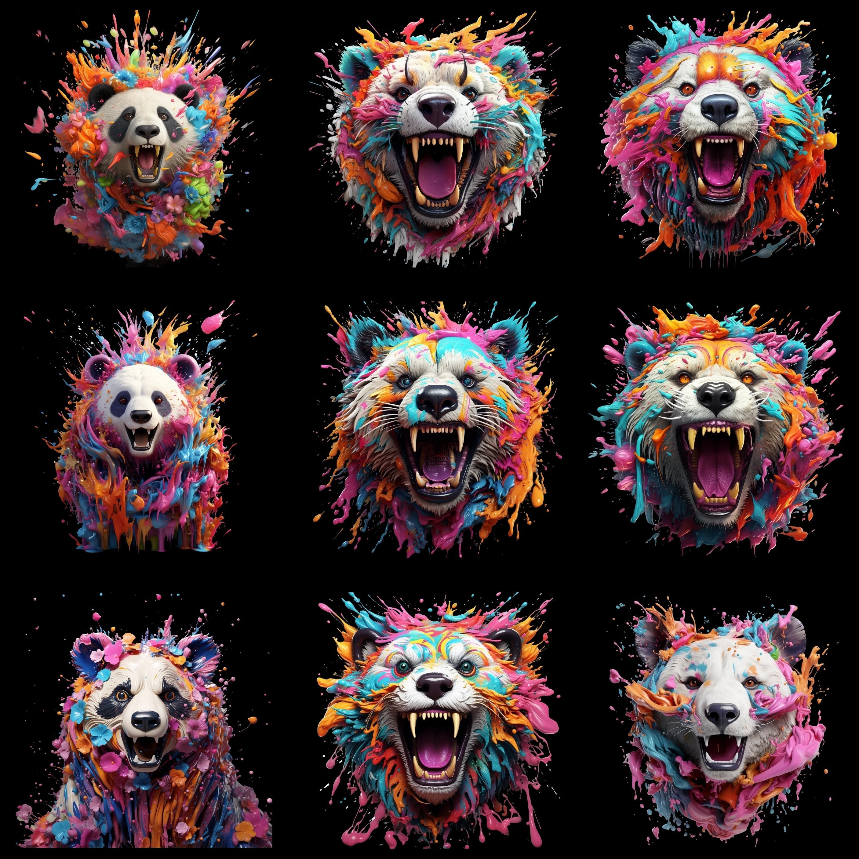Psychedelic Panda Clipart Png: printable PANDA Clipart Angry Panda ...