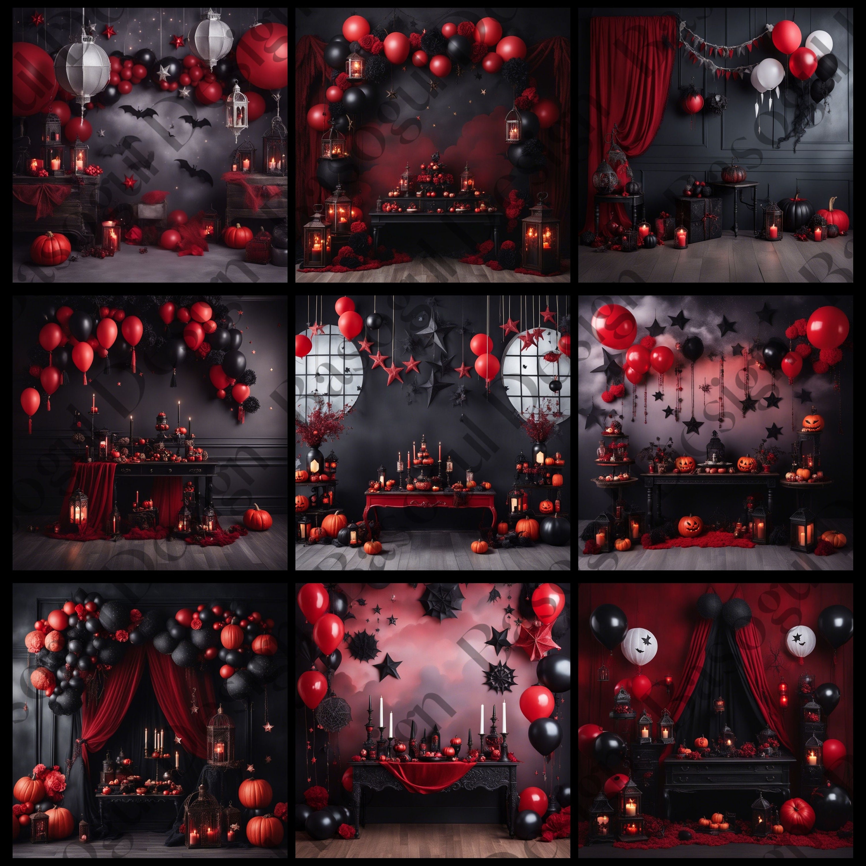 Halloween Backdrop Baby Photography Background Red Vampire Backdrop ...