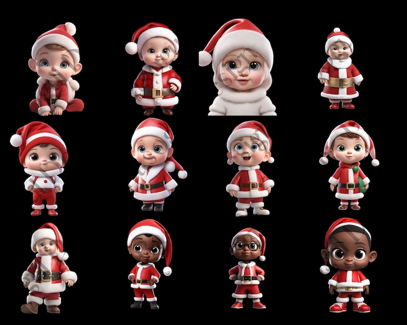 Chibi Baby Santa Clipart Png: baby SANTA Clipart 3d Little Girl Boy ...