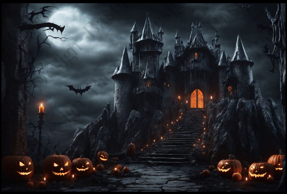 Halloween Backdrop Dracula Castle: halloween DIGITAL - Etsy