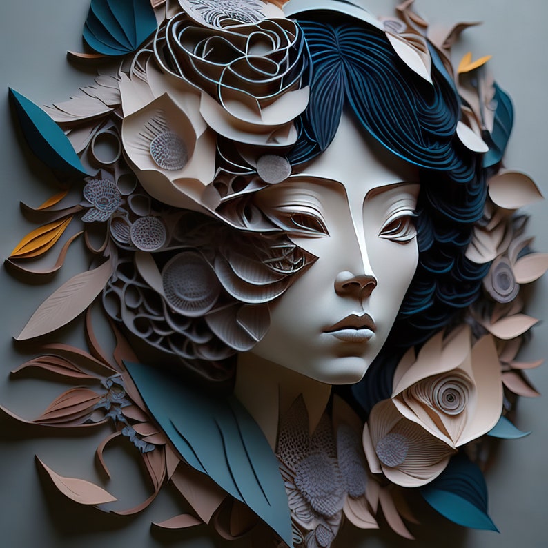Vietnamese Lady Paper Quilling Set , Printable AI Generated Image ...