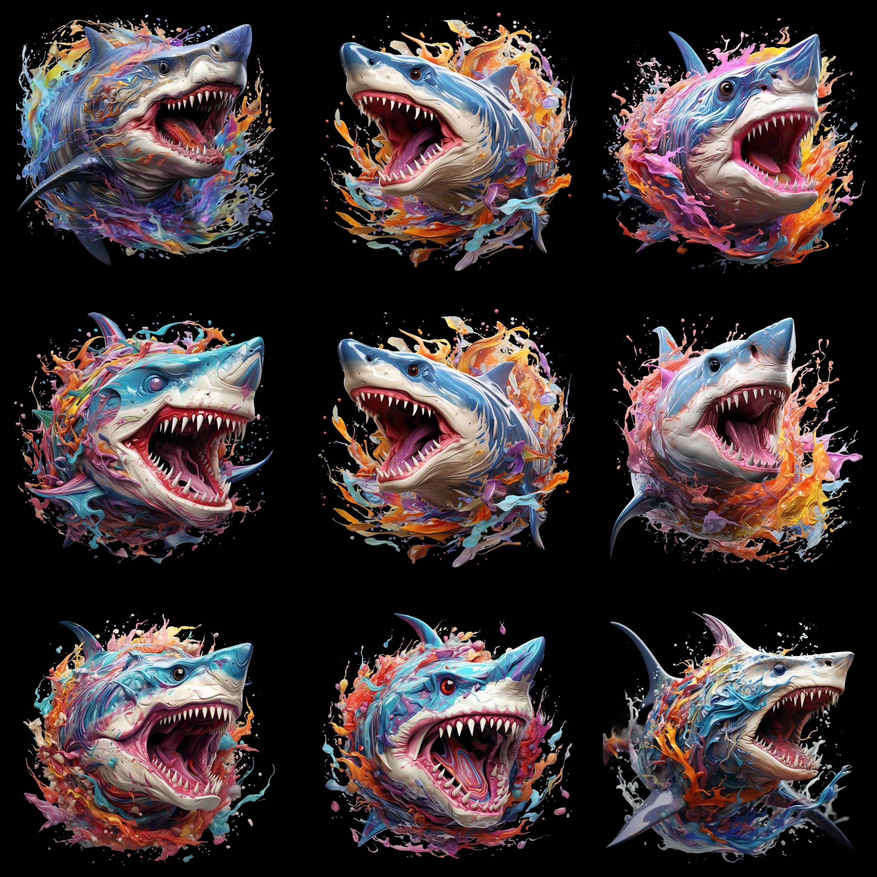 Shark Clipart Png Colorful Shark Clipart Printable Shark for - Etsy