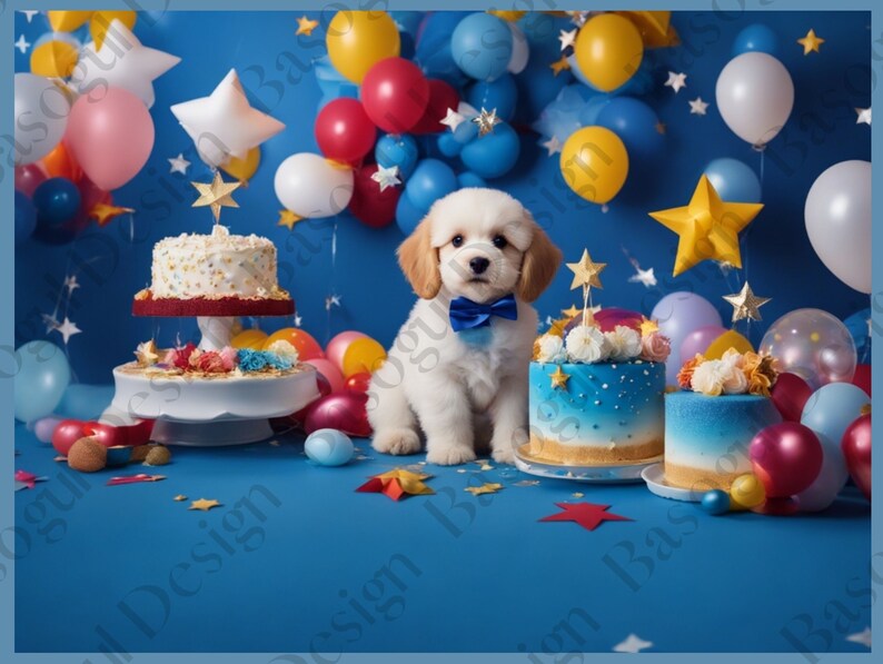 Baby Birthday Party Backdrop Puppies Photography Backdrops Birthday ...