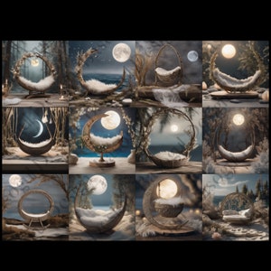 Moon Newborn Digital Backdrop, Baby, Boy, Girl, Crescent, Moonlight ...