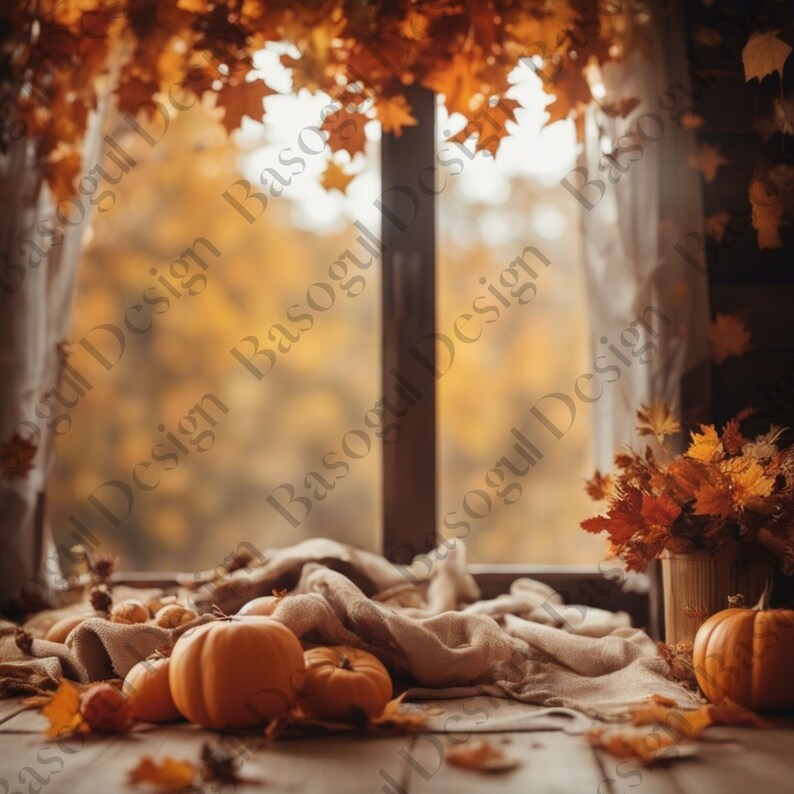 Autumn Baby Digital Backdrop Photography Background Pumpkin Fall Leaves ...