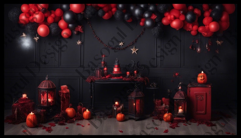 Halloween Backdrop Baby Photography Background Red Vampire Backdrop ...