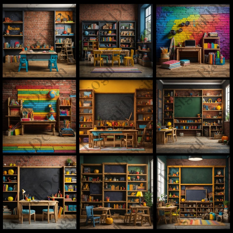 Back to School Digital Backdrops, Composite Photography, Modern ...