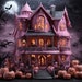 Halloween Backdrop Pink Haunted House Party Decor Kids Digital ...