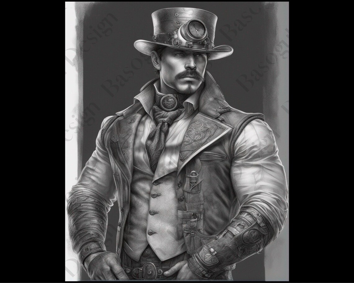 Steampunk Man Clipart: fashion STEAMPUNK Clipart Man Watercolor Clipart ...