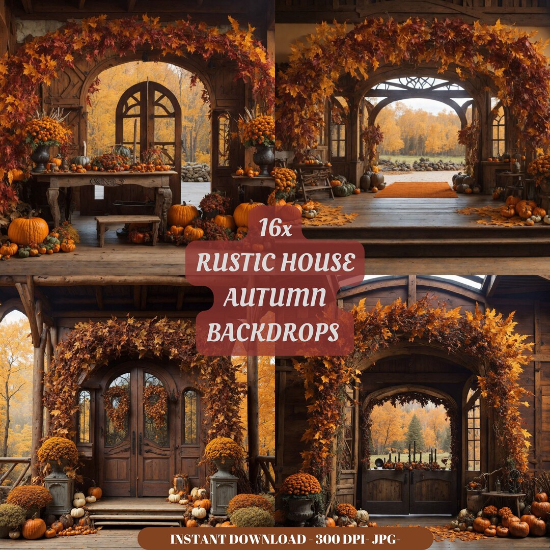 Rustic House Autumn Backdrop Photography Background Rustic House Fall ...