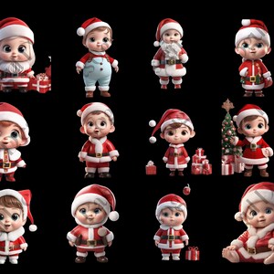 Chibi Baby Santa Clipart Png: "baby SANTA Clipart" 3d Little Girl Boy ...