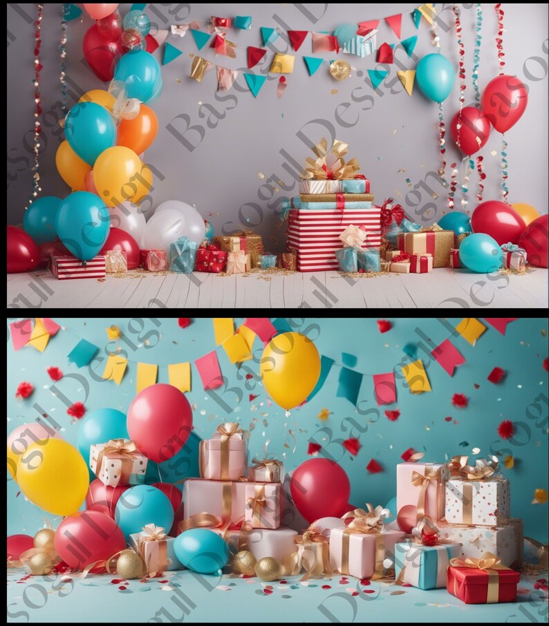 Birthday Party Digital Backdrop Photography Background Baby Kids ...