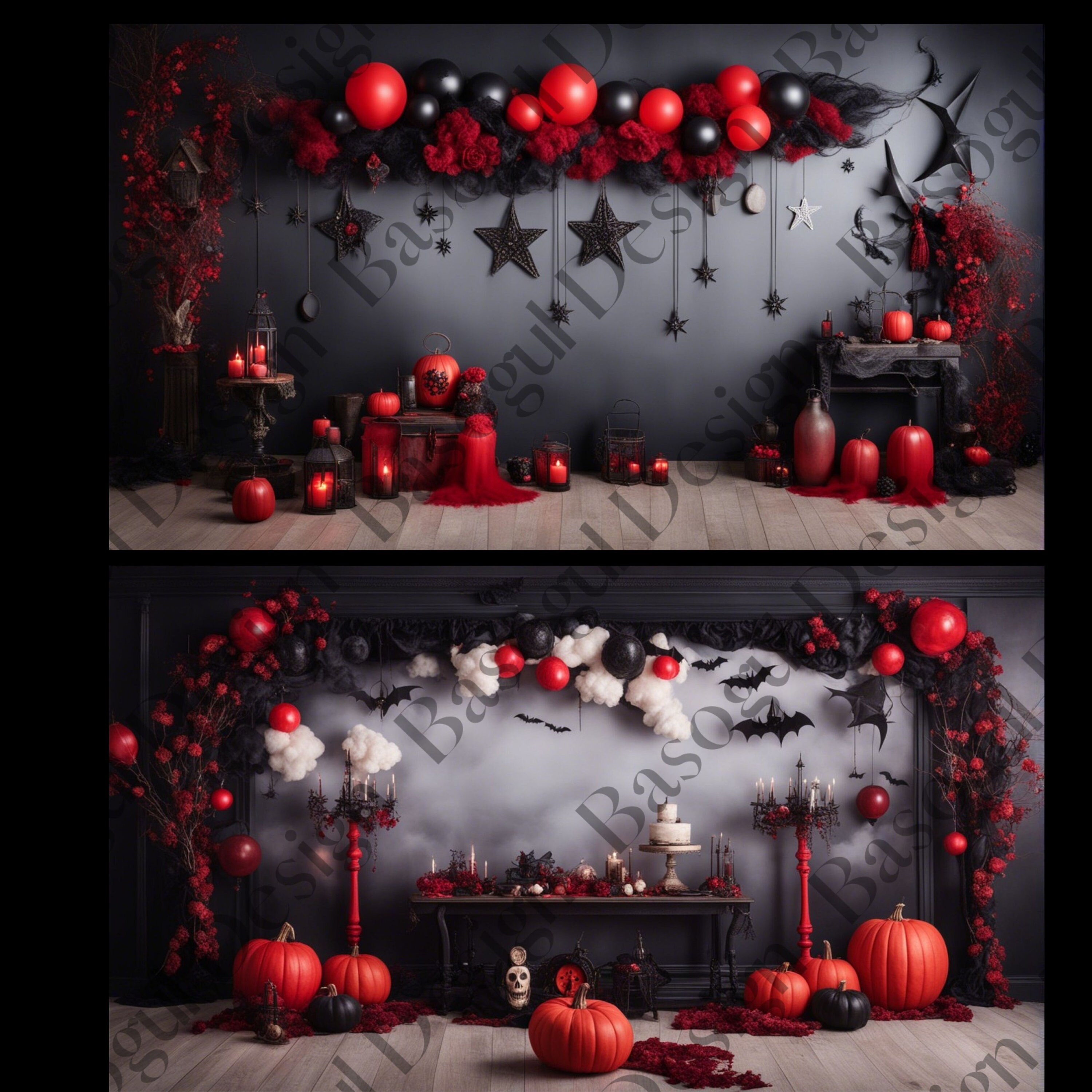 Halloween Backdrop Baby Photography Background Red Vampire Backdrop ...