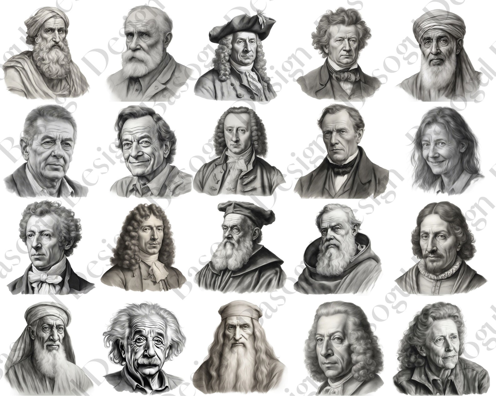 Famous Scientists Clipart Png Educational Clipart Black White ...
