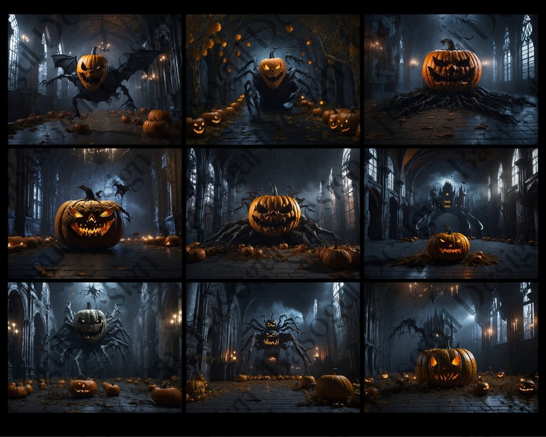 Halloween Backdrop Pumpkin Monster: halloween DIGITAL - Etsy