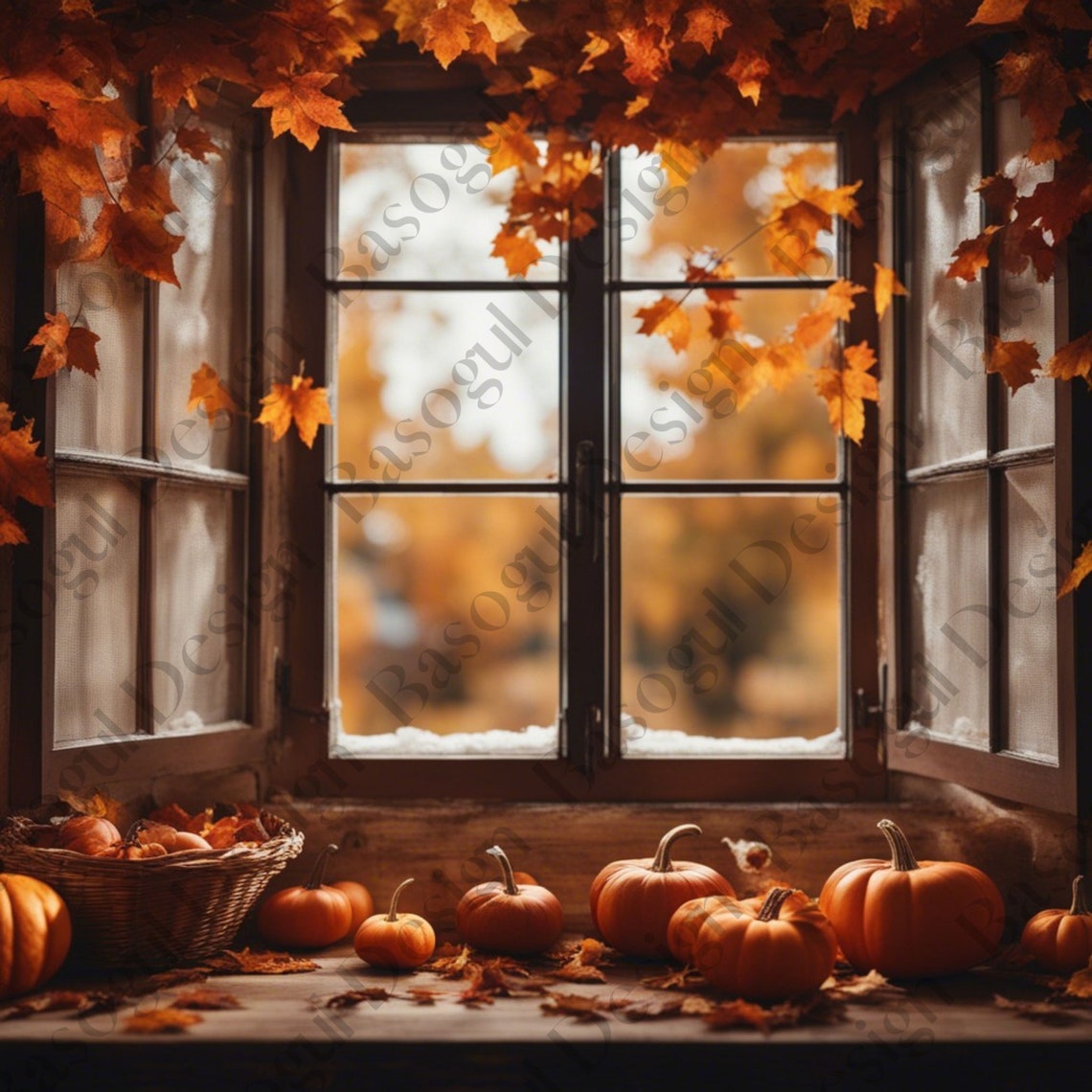 Autumn Baby Digital Backdrop Photography Background Pumpkin Fall Leaves ...