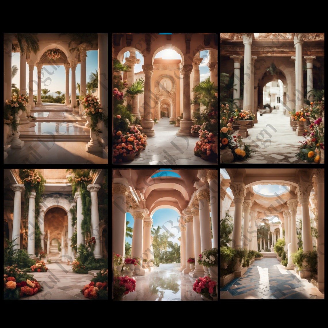 Temple Columns Wedding Digital Backdrop Photography Background Wedding ...