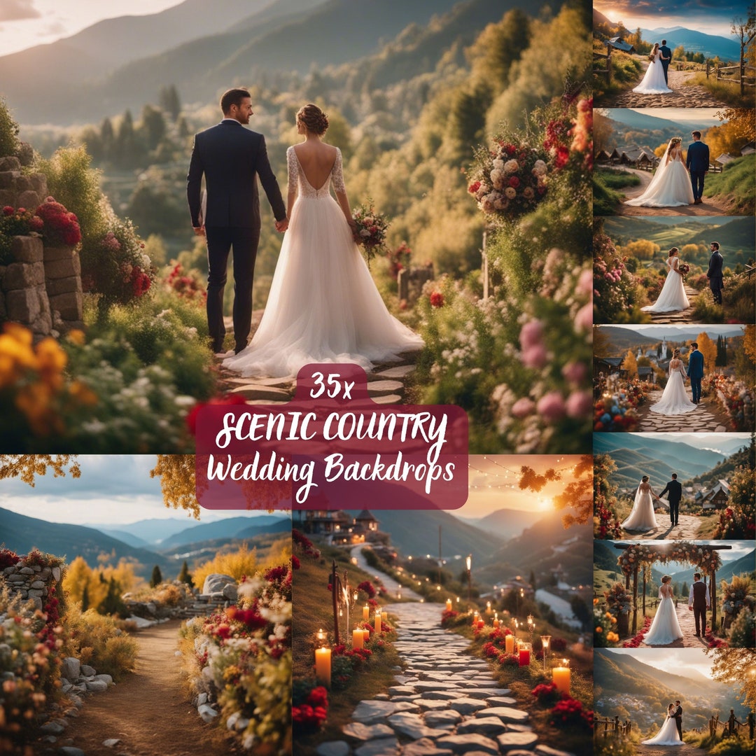 Country Wedding Digital Backdrop Photography Background Countryside ...