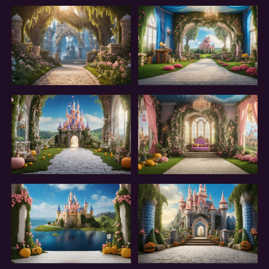 Princess Castle Backdrop Cinderella Palace Digital Background Portrait ...