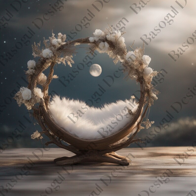 Moon Newborn Digital Backdrop, Baby, Boy, Girl, Crescent, Moonlight ...