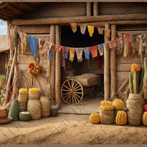 Western Village Digital Backdrop Farm Background Photography Rustic ...