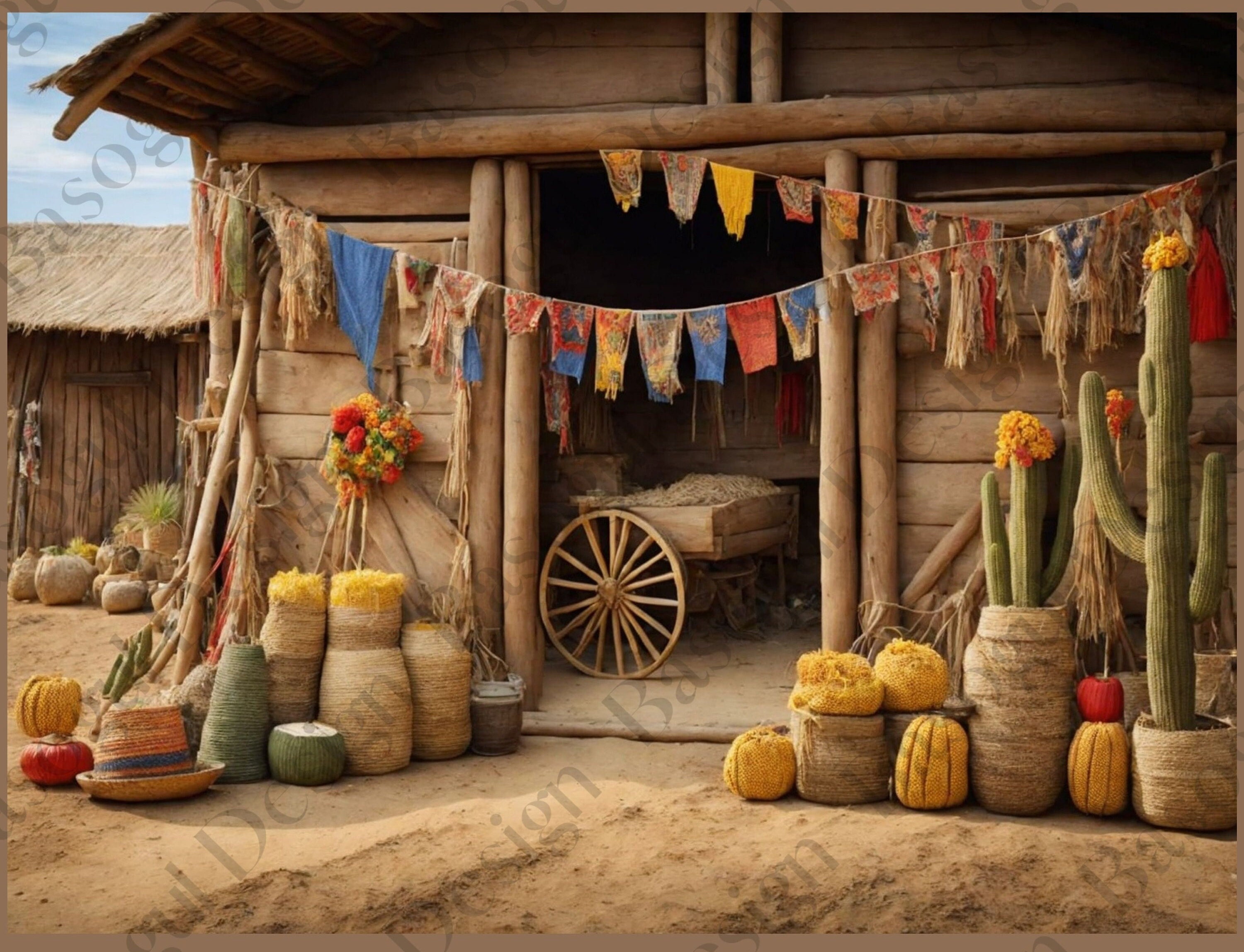 Western Village Digital Backdrop Farm Background Photography Rustic ...