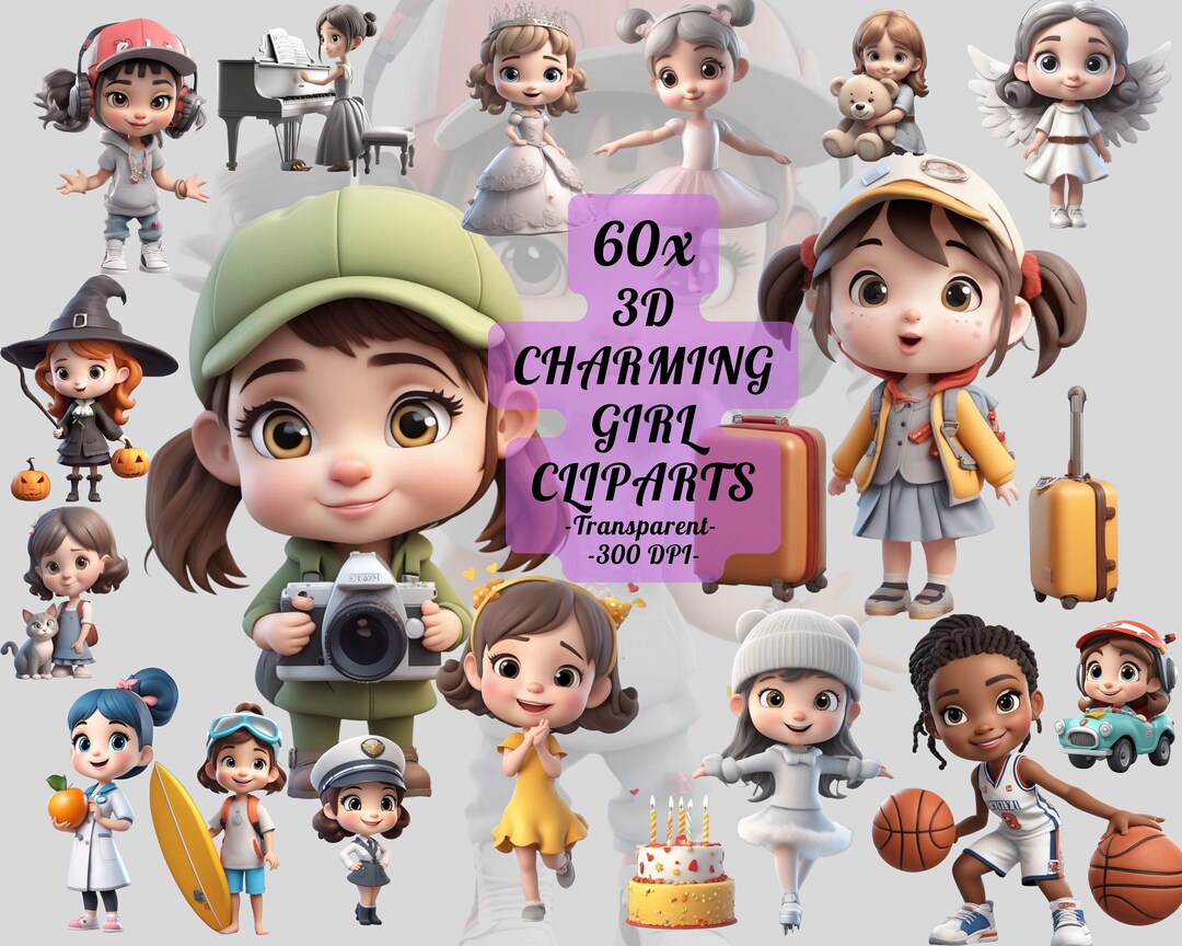 Chibi Girl Clipart Charming Girl Clipart: "chibi GIRL Clipart" 3d ...