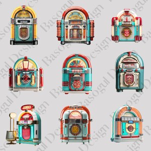 Retro Jukebox Clipart Png 3d Vintage Music Box Clipart Bundle ...