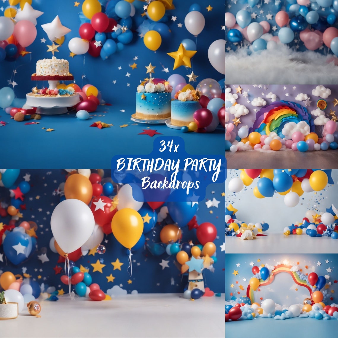 Baby Birthday Party Digital Backdrop Photography Background Birthday ...