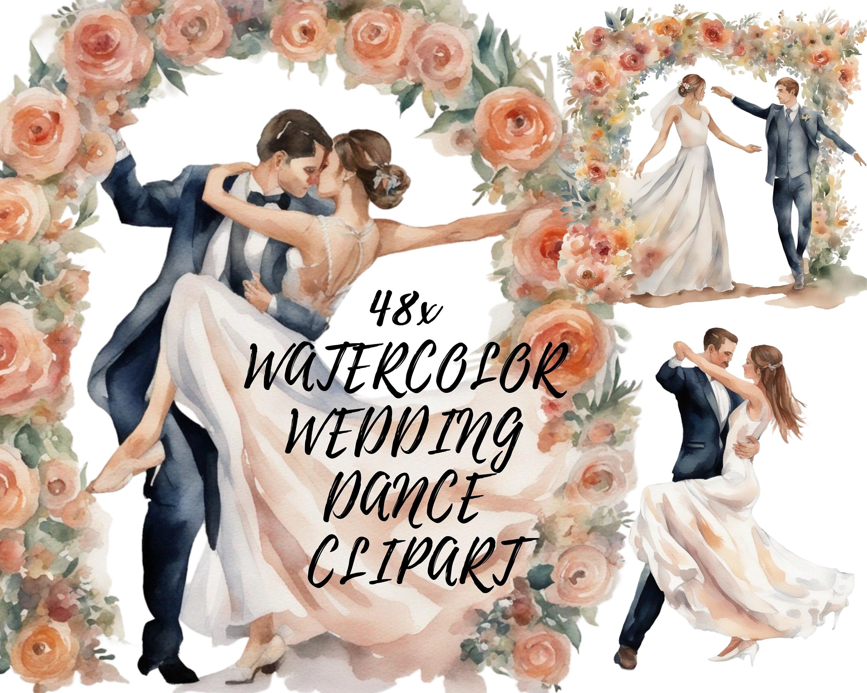 Watercolor Wedding Dance Clipart: wedding Clipart - Etsy