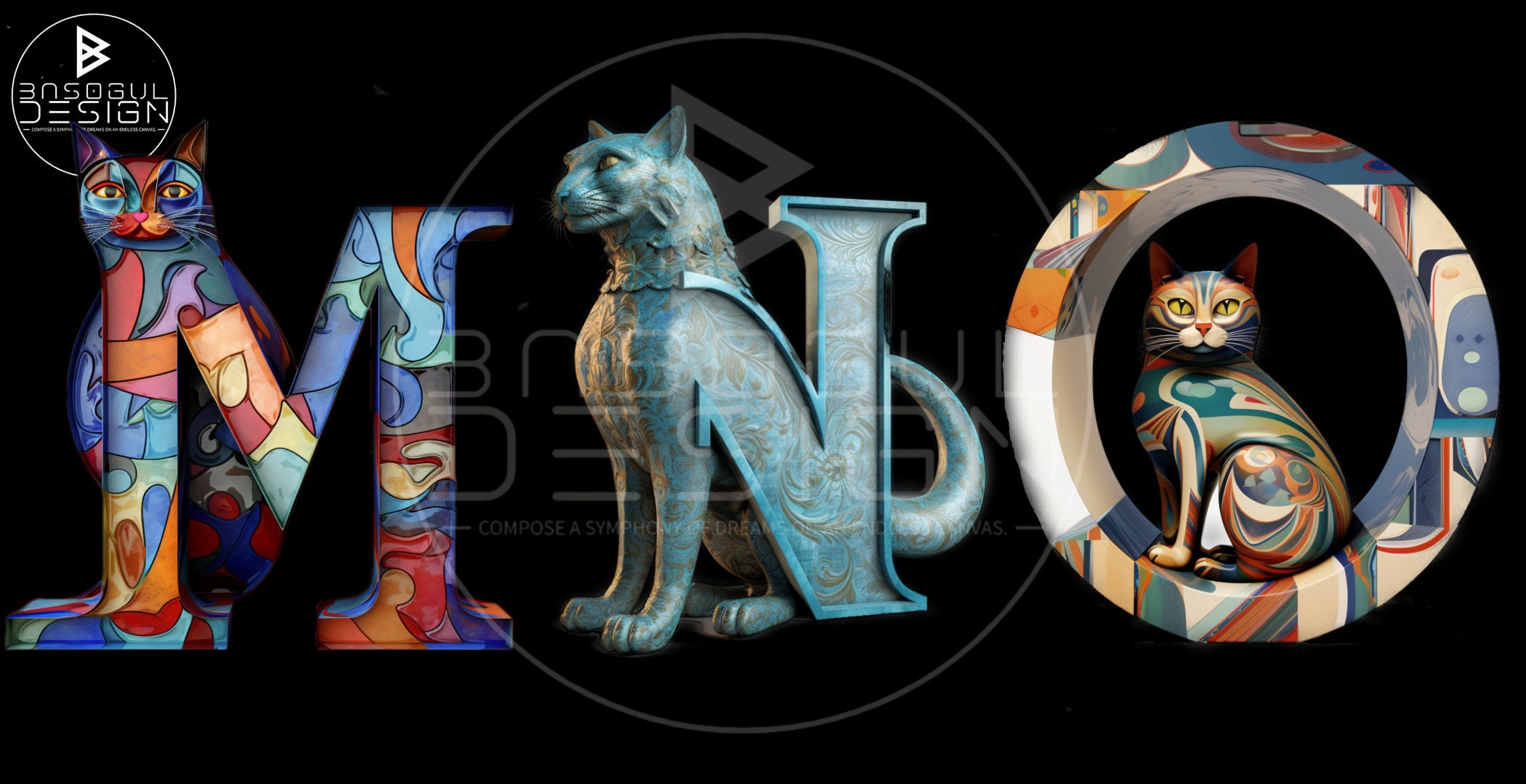 Alphabet Letter ABC Cat Cat Clipart Alphabet Set for Wall - Etsy