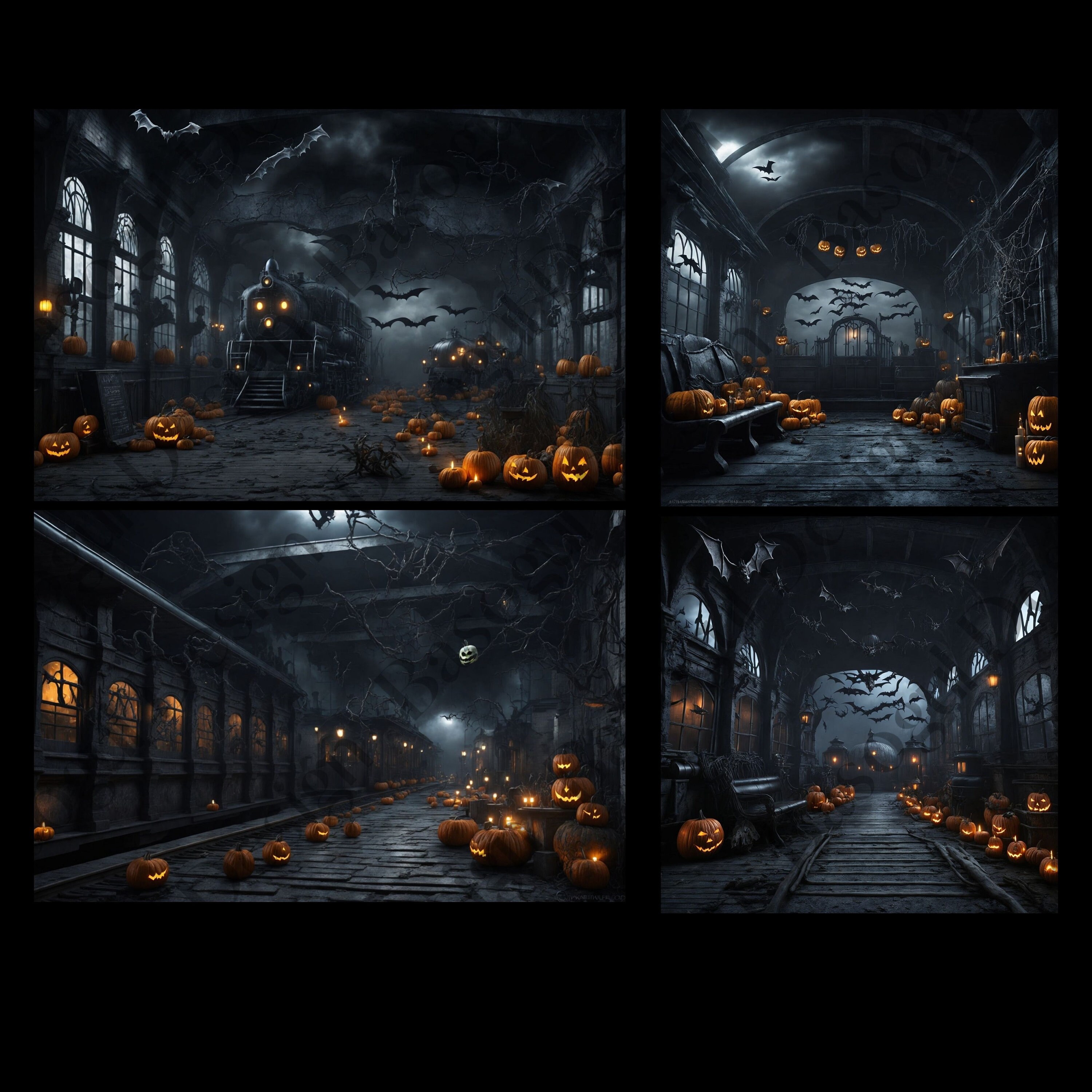 Halloween Backdrop Haunted Train Station: halloween - Etsy