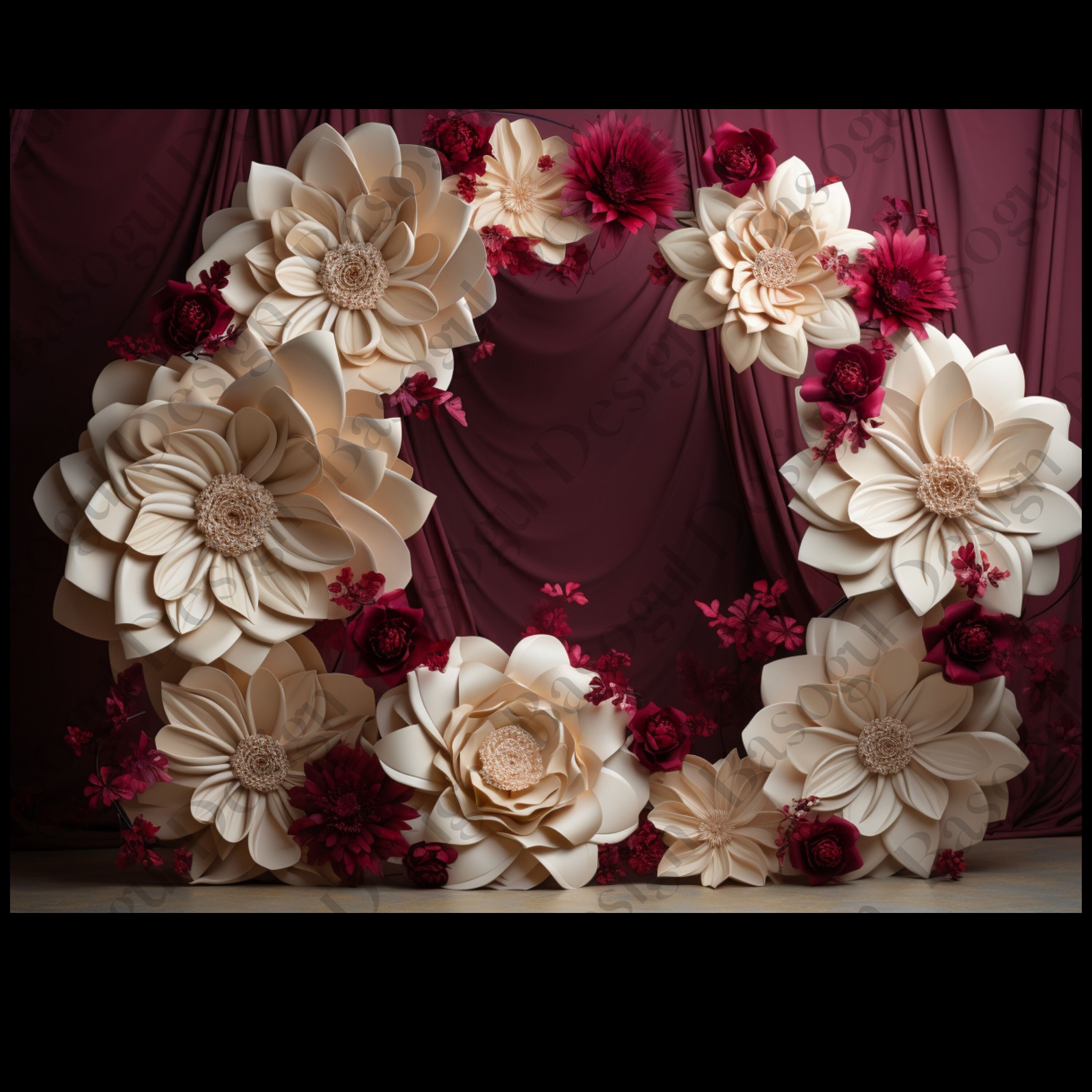 Maroon Cream Maternity Digital Backdrop Photography Background Wedding ...