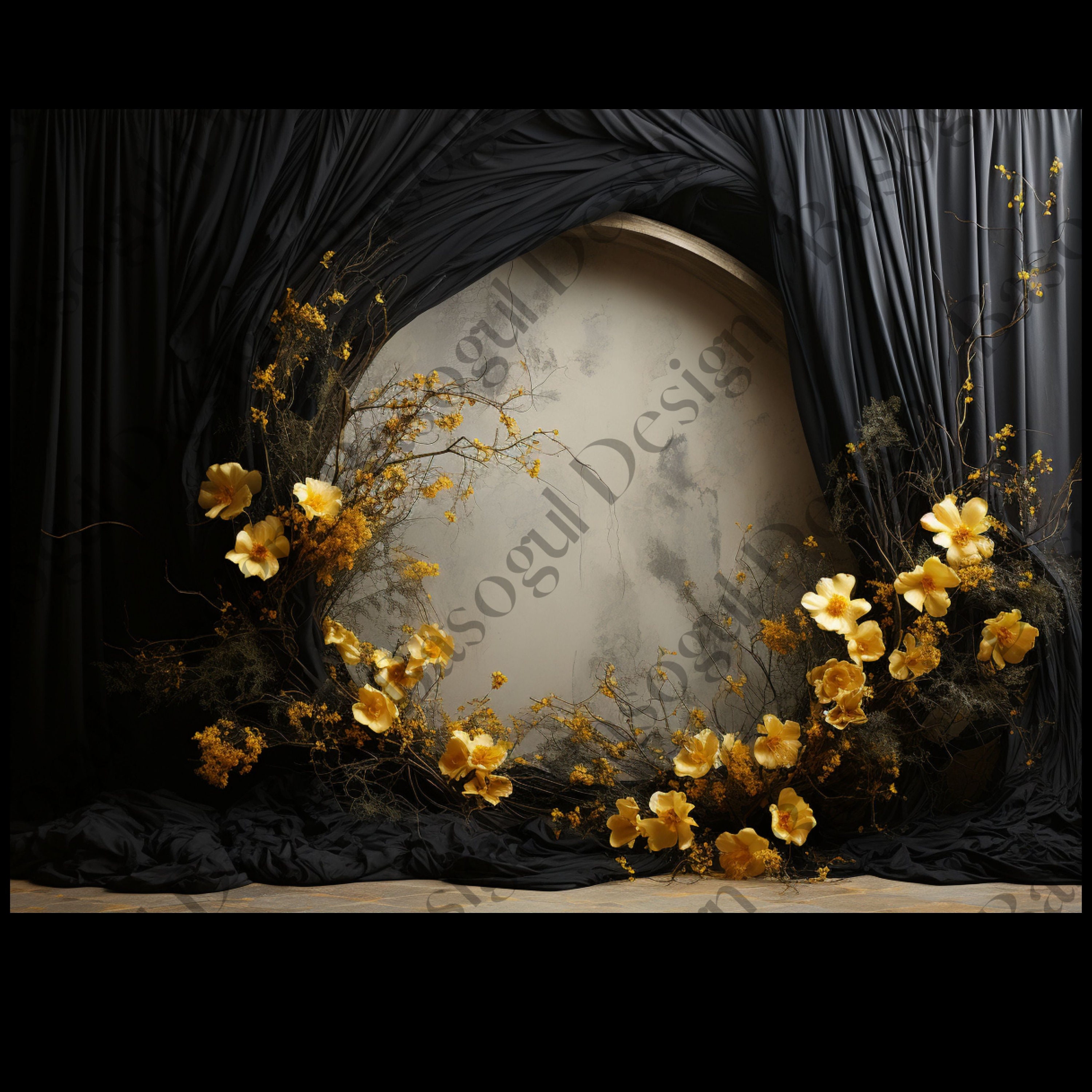 Yellow Black Maternity Digital Backdrop Photography Background Wedding ...