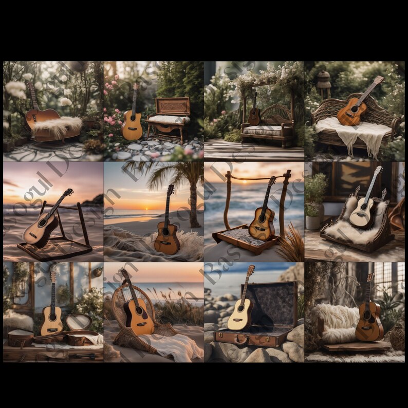 Newborn Digital Backdrop, Guitar, Baby, Girl, Boy, Newborn Photo Shoot ...