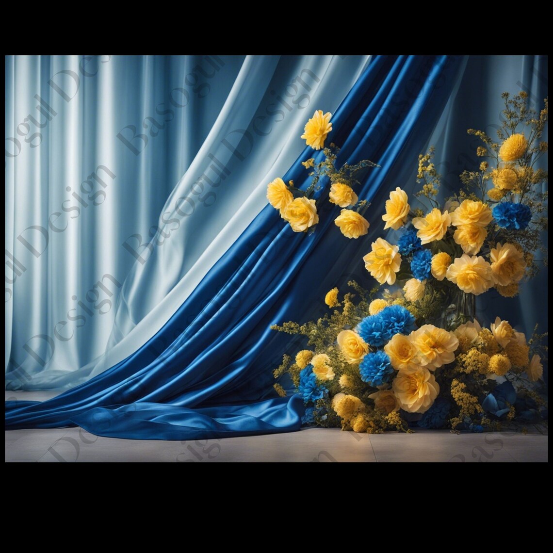 Blue Yellow Maternity Digital Backdrop Photography Background Wedding ...