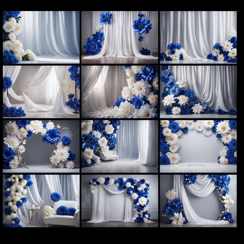 Blue White Maternity Digital Backdrop Photography Background Wedding ...