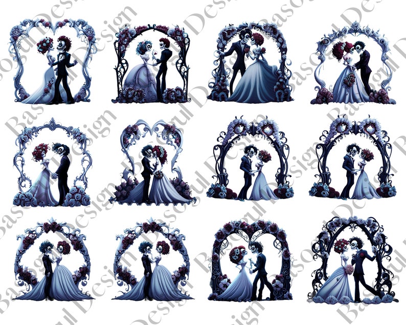 Chibi Horror Wedding Clipart Png Horror Bride Groom Clipart - Etsy