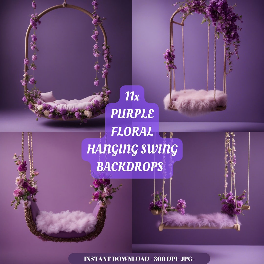 Newborn Digital Backdrop Hanging Swing Photography Backdrop Floral ...